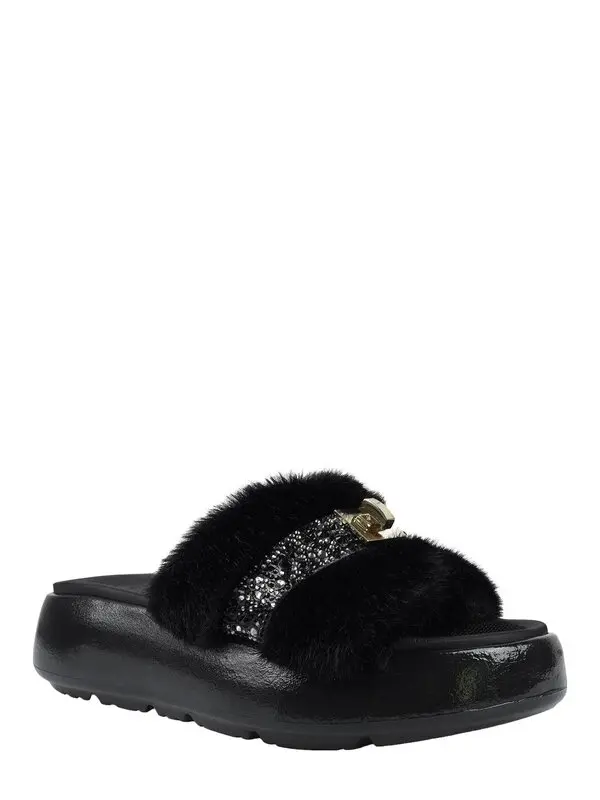 ZIGI Faux Fur Platform Sandal - Black