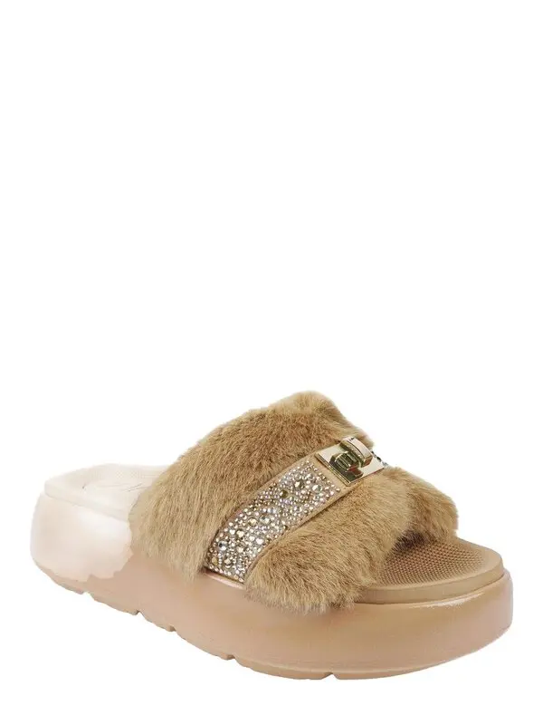 ZIGI Faux Fur Platform Sandal - Natural