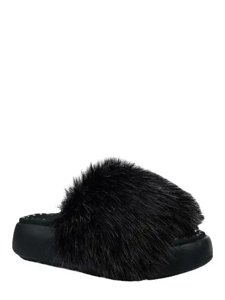 ZIGI Fabbi Faux Fur Platform Sandal - Black