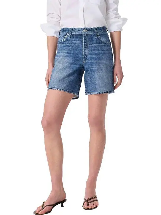 Rag & Bone Miramar Refine Knit Kaia High Waist Faux Denim Ponte Shorts - Hampton
