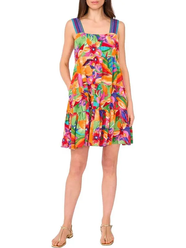 Vince Camuto Print Tiered Dress - Pink Multi