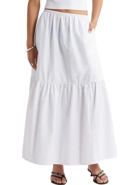 OPEN EDIT Tiered Maxi Skirt - White