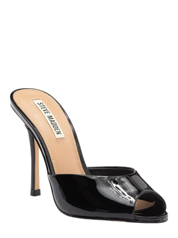 Steve Madden Priya Peep Toe Mule - Blk Patent