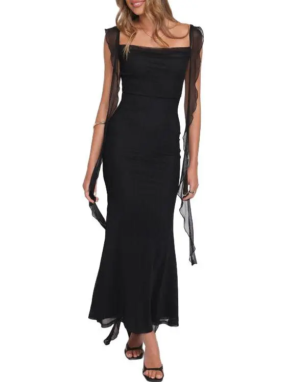 PETAL & PUP Chiara Maxi Cocktail Dress - Black
