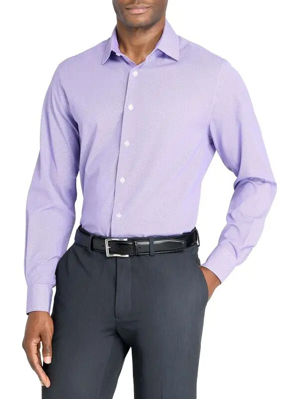 W.R.K Slim Fit Geometric Print Performance Dress Shirt - Violet