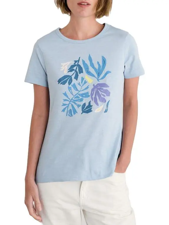 SEASALT CORNWALL Organic Cotton Graphic T-shirt - Seaweed Cutout Blue Fog