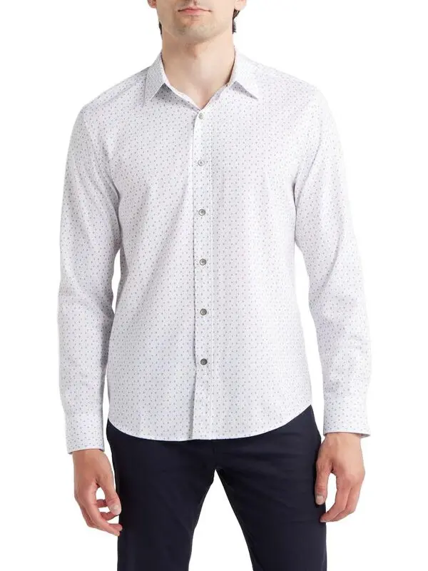 W.R.K Trim Fit Neat Performance Button-up Shirt - White