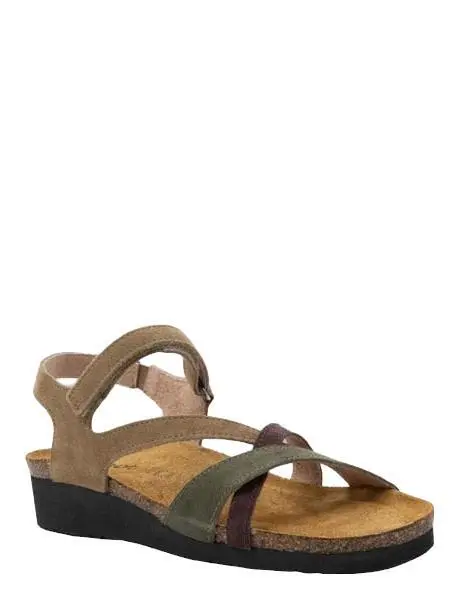 Naot Sophia Sandal - Acorn Suede/ Oily Olive