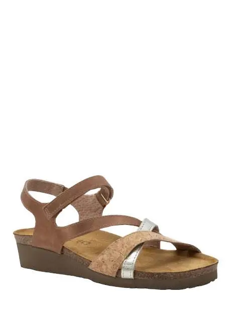 Naot Sophia Sandal - Brown/ Cork Leather/ Gold