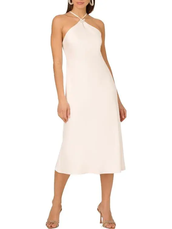 Adrianna Papell Stretch Satin Slipdress - Ivory