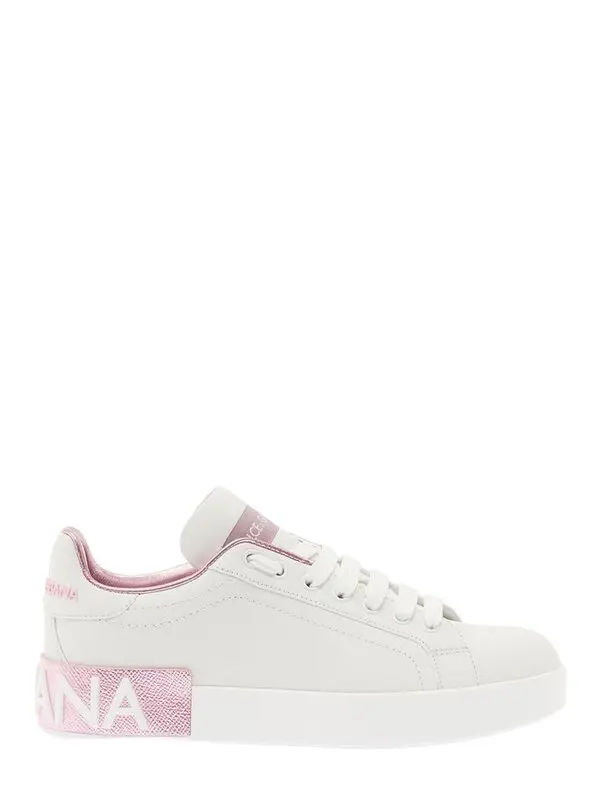 Dolce & Gabbana Portofino Low Top Sneakers With Logo - White