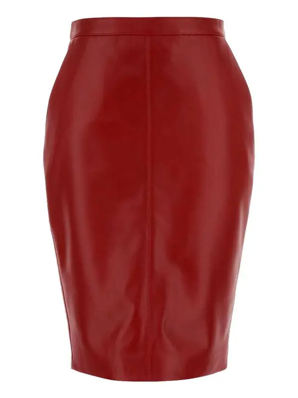 Saint Laurent Leather Skirt - Red