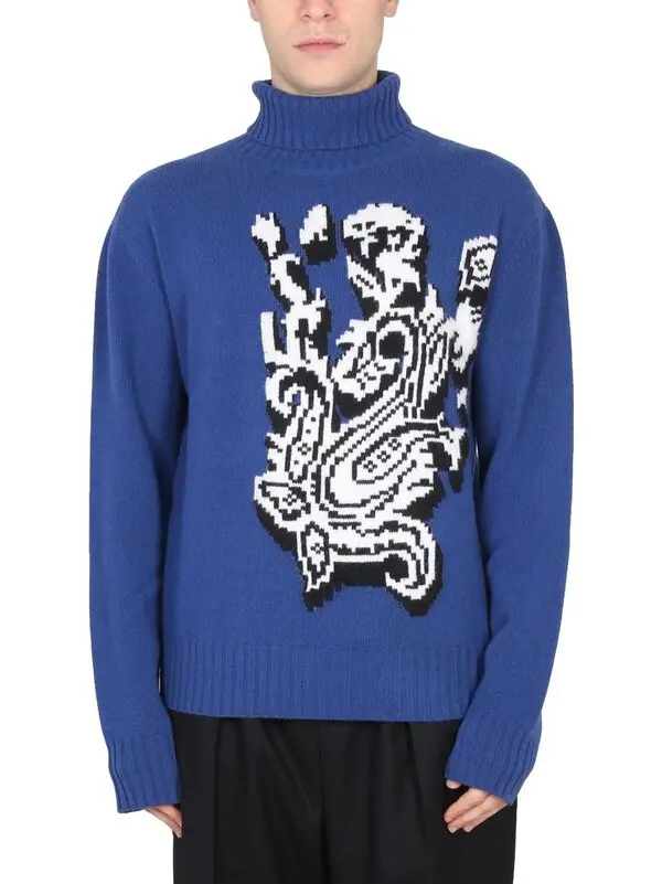 Etro Inlaid Jacquard Turtleneck Sweater - Blue