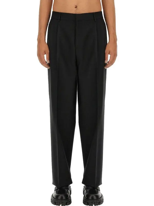Versace Wide Leg Wool Pants - Black