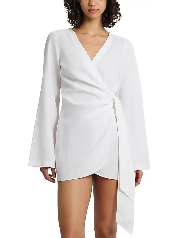 Onia Air Linen Wrap Dress - White