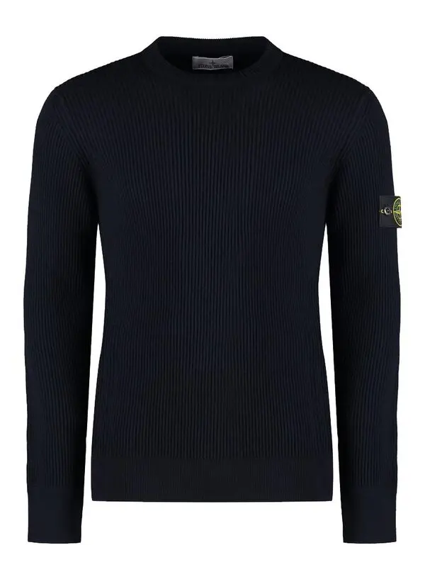 Stone Island Virgin Wool Crew-neck Sweater - Blue