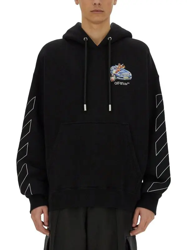Off-White Cotton Hoodie - Black