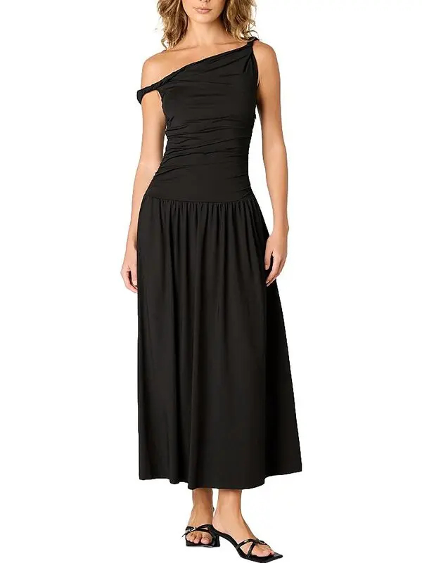 NIA Karina Asymmetric Drop Waist Dress - Black