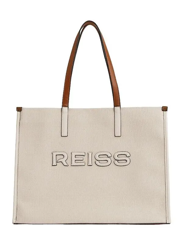 REISS Lala Logo Tote - Natural