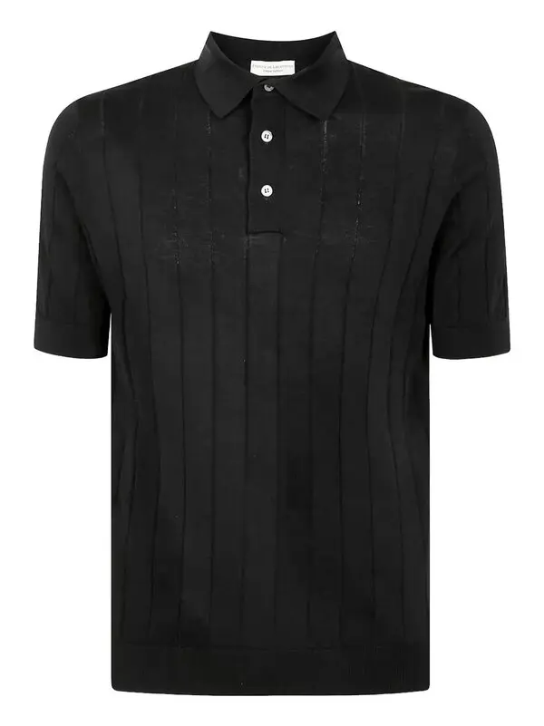 FILIPPO DE LAURENTIIS Stripe-detail Polo Shirt - Black