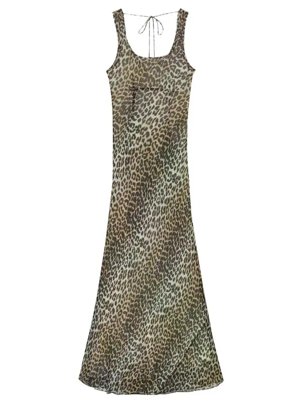 GANNI Leopard-print Dress - Neutrals