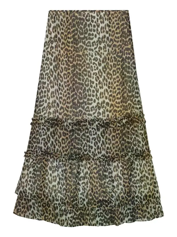 GANNI Leopard Print Maxi Skirt - Neutrals