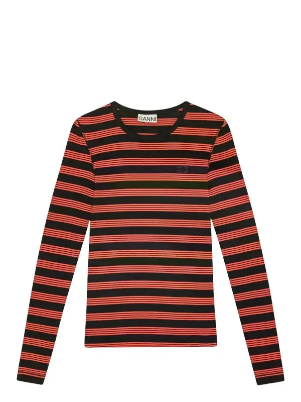 GANNI Striped Long-sleeve T-shirt - Orange
