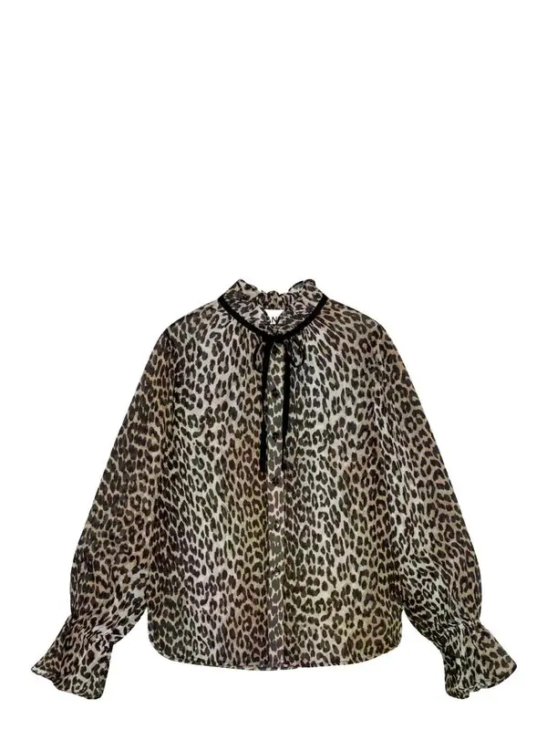 GANNI Leopard-print Blouse - Neutrals