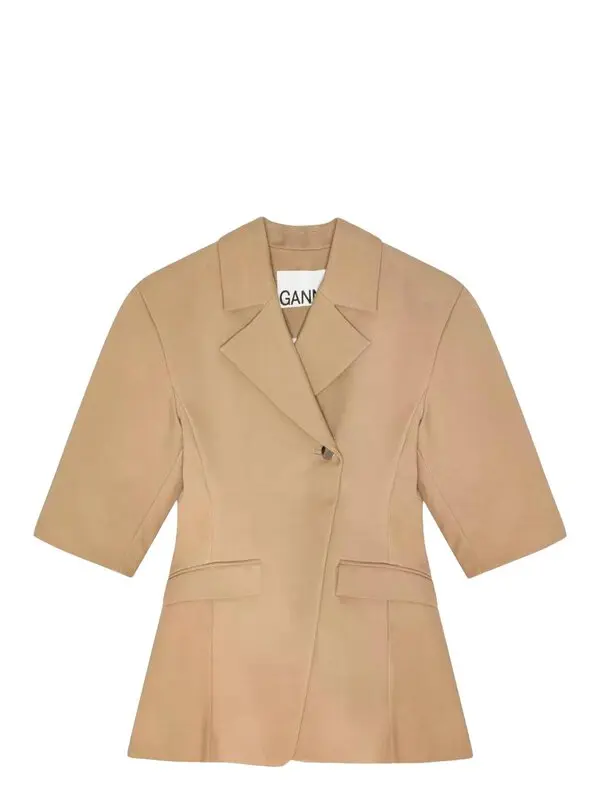 GANNI Short-sleeved Blazer - Neutrals