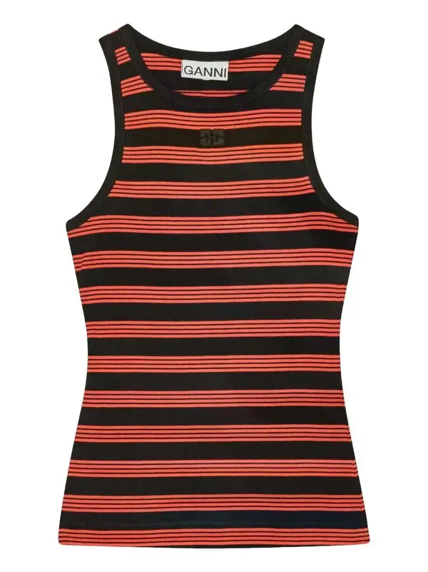 GANNI Striped Tank Top - Orange