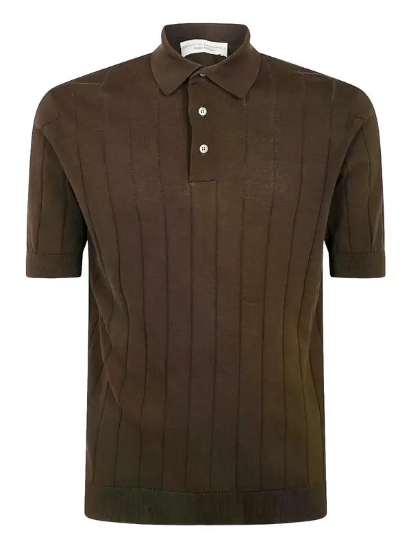 FILIPPO DE LAURENTIIS Knitted Polo Shirt - Brown