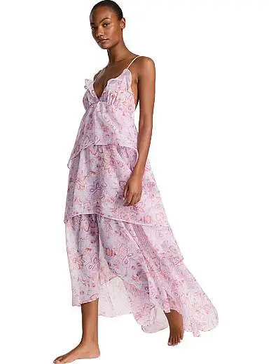 Victoria's Secret Vintage Blossom Chiffon Ruffled Maxi Dress - Floral