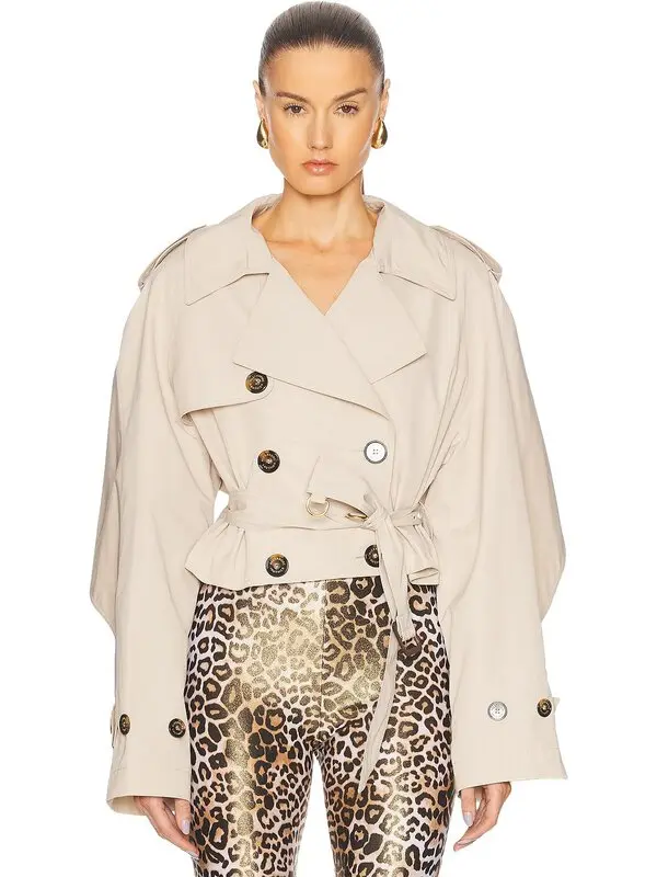 Alexandre Vauthier Taffeta Short Trench Coat - Dune