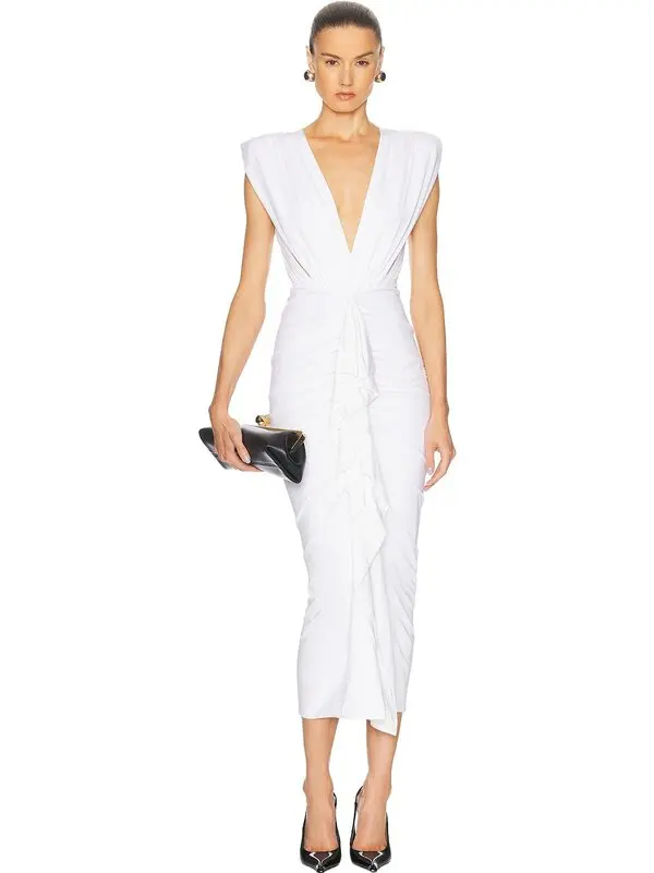 Alexandre Vauthier Ruched Midi Dress - Optical White