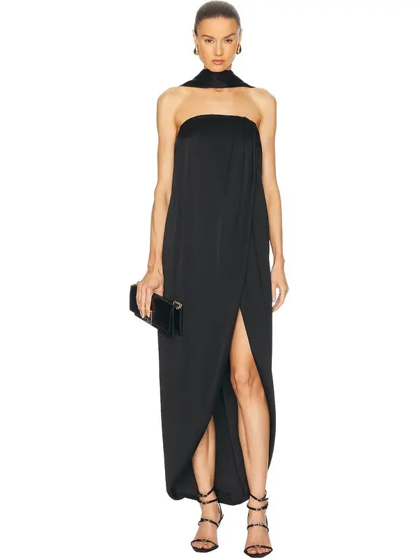 Alexandre Vauthier Crepe Satin Maxi Dress - Black