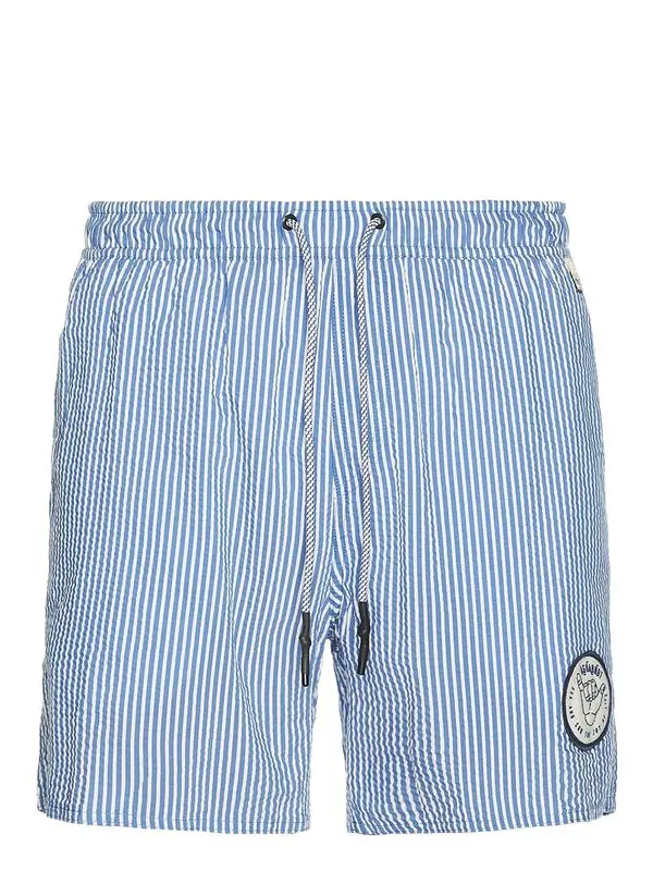 Agua Bendita Joe Striped Swim Trunks - Blue & White
