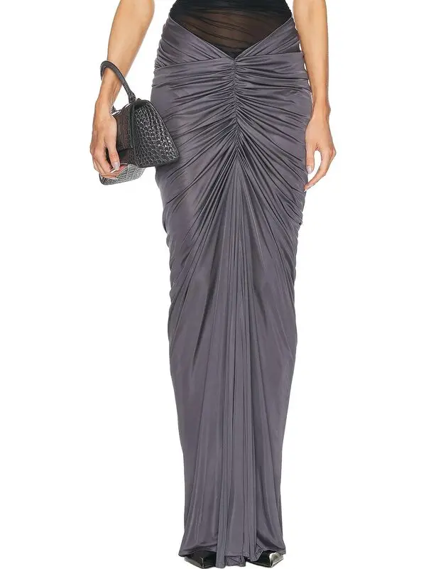 Atlein Ruched Long Skirt - Anthracite