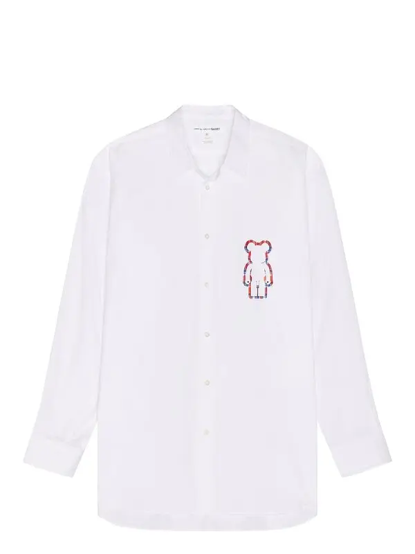 Comme Des Garçons X Bearbrick Digital Print Shirt In White - White & Check