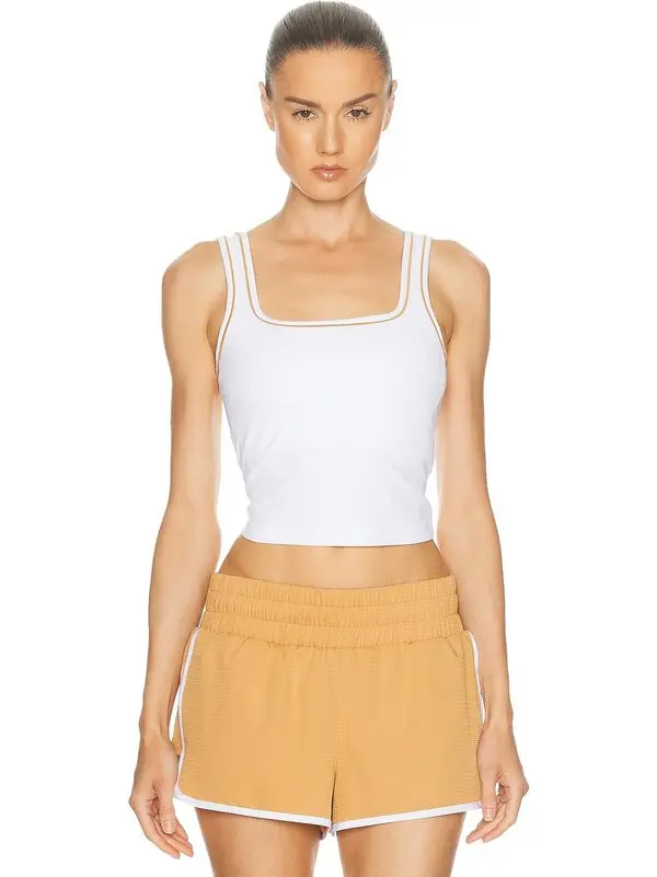 Varley Barney Piped Tank Top - White & Apple Cinnamon