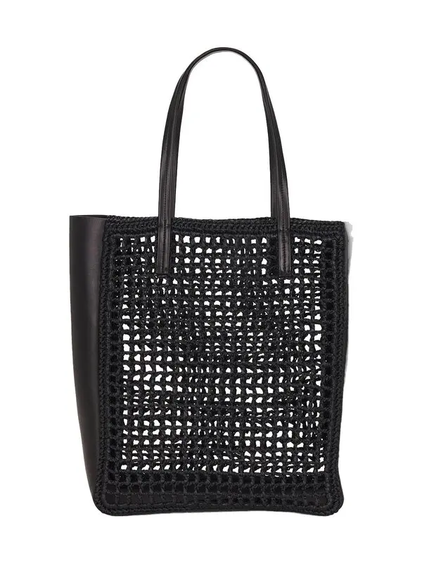Khaite Zoe Patchwork Raffia Tote Bag - Black