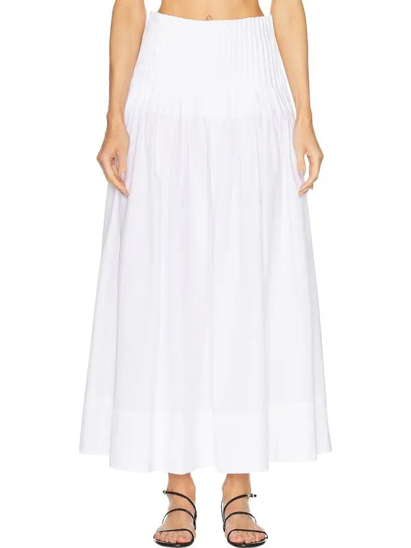 HOUSE OF DAGMAR Poplin Maxi Skirt - White