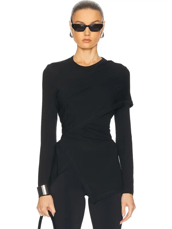 Helmut Lang Draped Long Sleeve Top - Black
