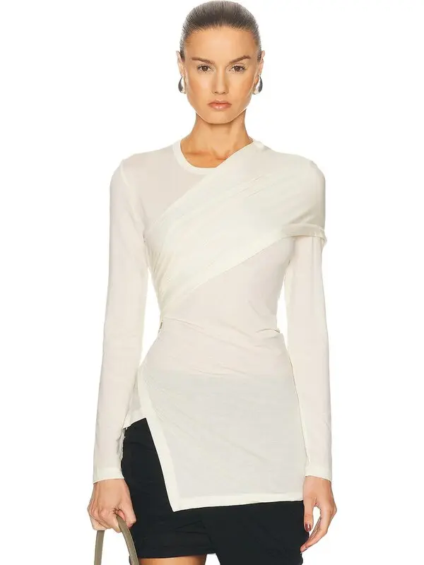Helmut Lang Draped Long Sleeve Top - Vanilla