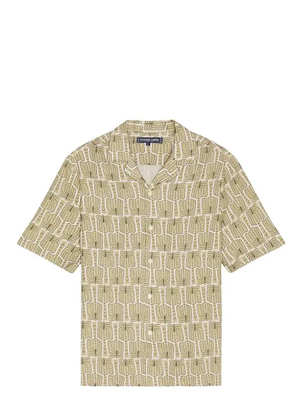 Frescobol Carioca Roberto Palmeira Printed Linen Shirt In Green - Dried Moss