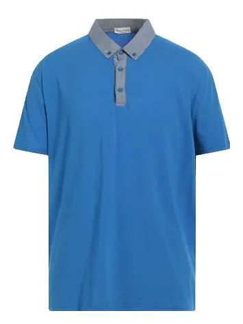 CASHMERE COMPANY Polo Shirt Bright Size Cotton - Blue