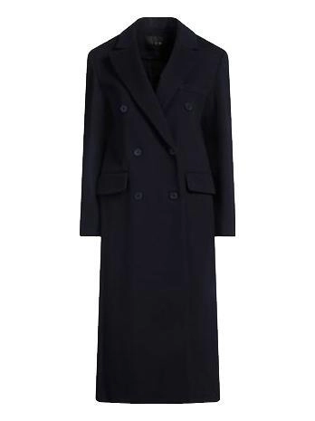 Maje Coat In Virgin Wool And Polyamide - Blue