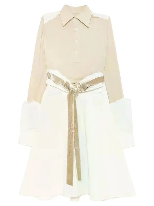 MAISON MARGIELA Belted Patchwork Dress - Neutrals