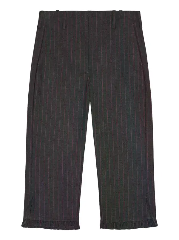 GANNI Pinstriped Capri Trousers - Black