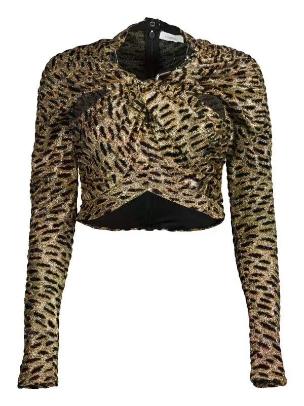 Rabanne Animal-print Long-sleeve Top - Brown