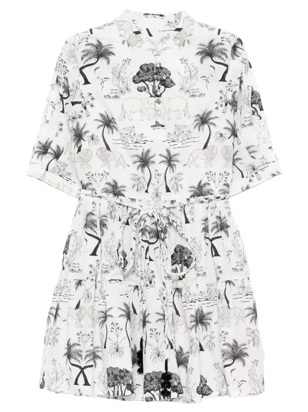 Verandah Graphic-print Mini Dress - White
